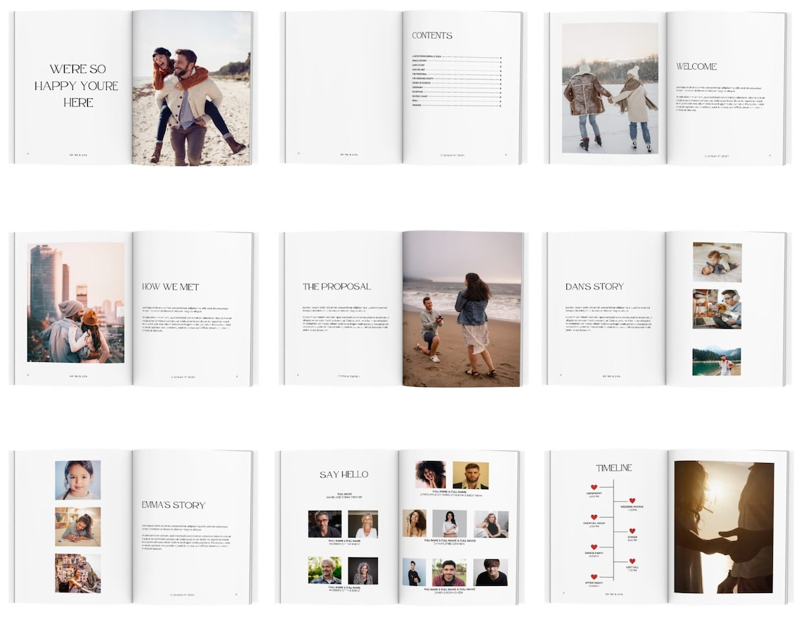 46 Page Wedding Day Program Magazine, Timeline, Seating Chart, Menu ...