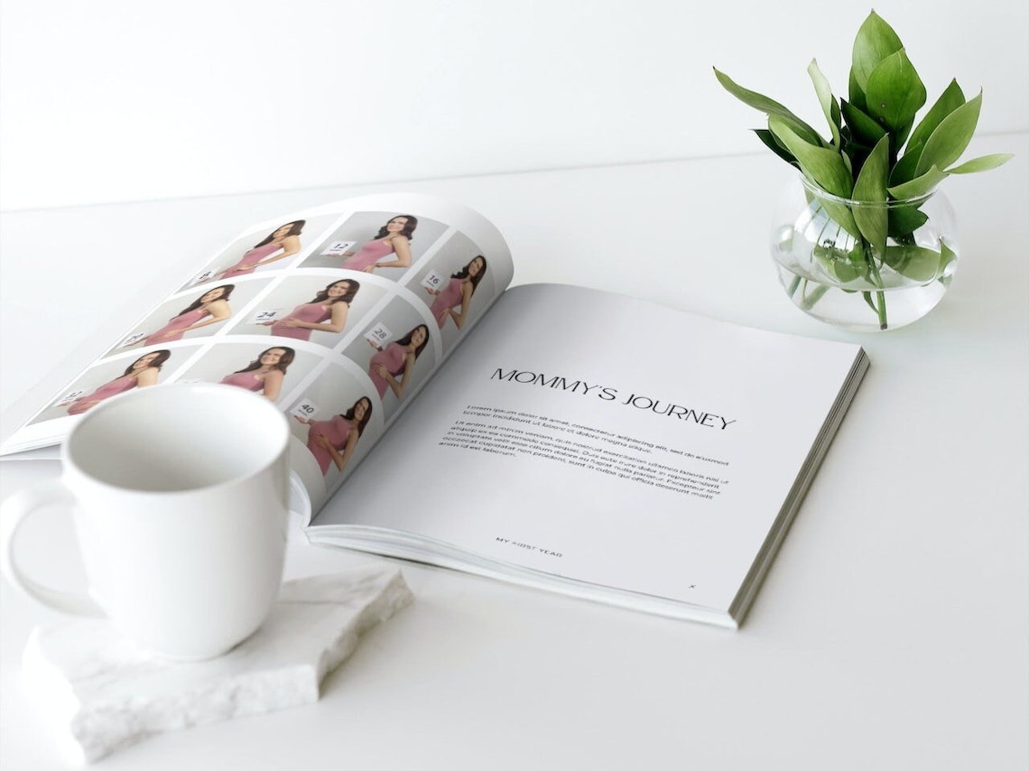 100 Page Baby's First Year Magazine Photo Album Template, Childs ...