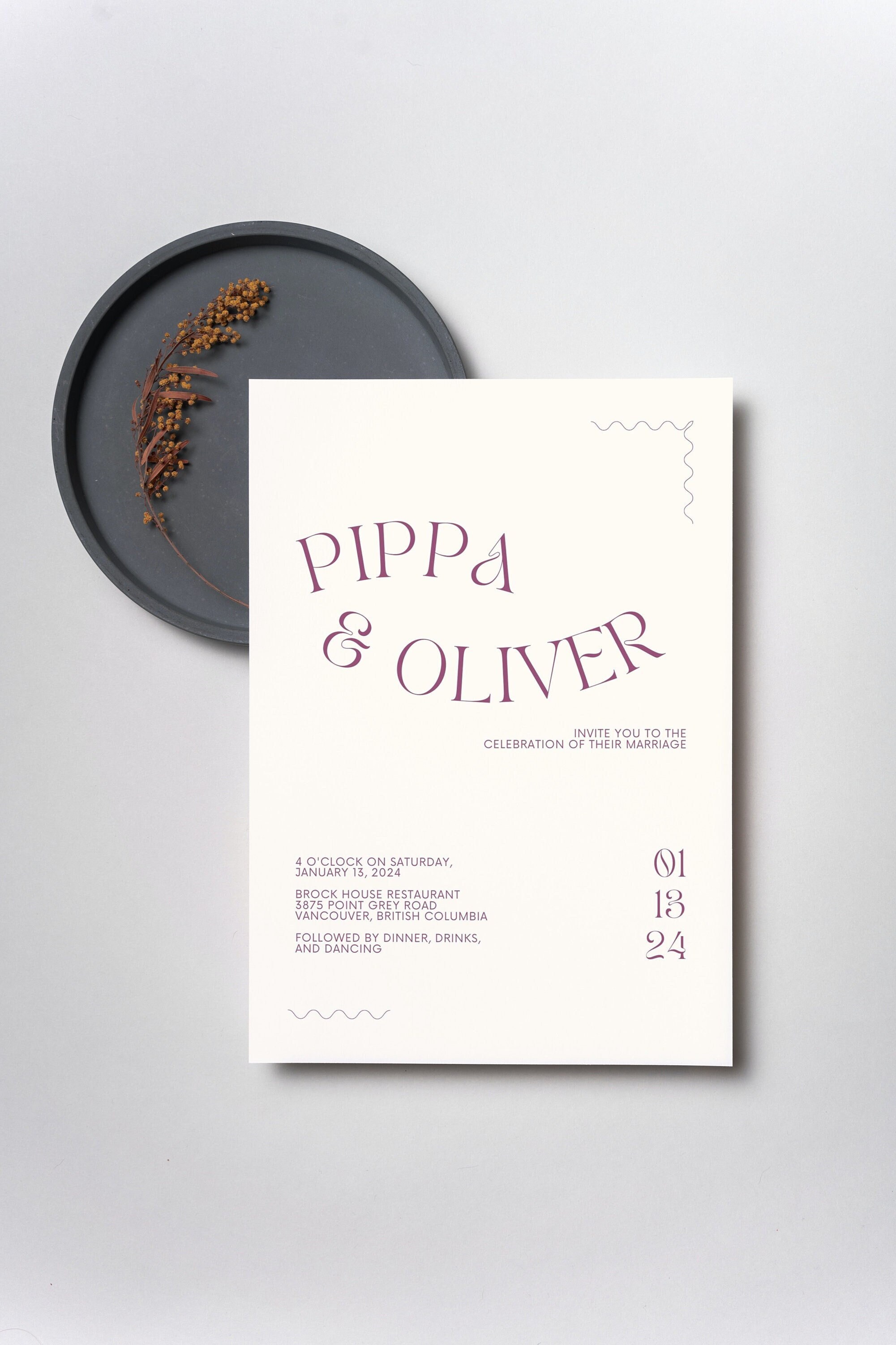 Wavy Customizable Wedding Invitation Editable Template - Etsy