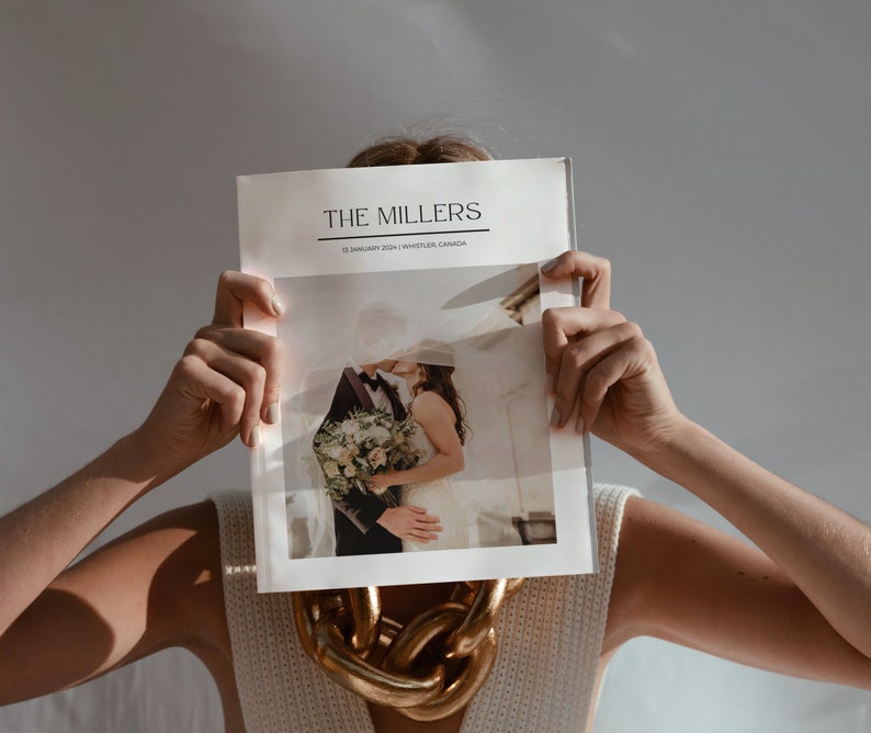 70 Page Wedding Magazine Photo Album Template, Couples Story Scrapbook ...