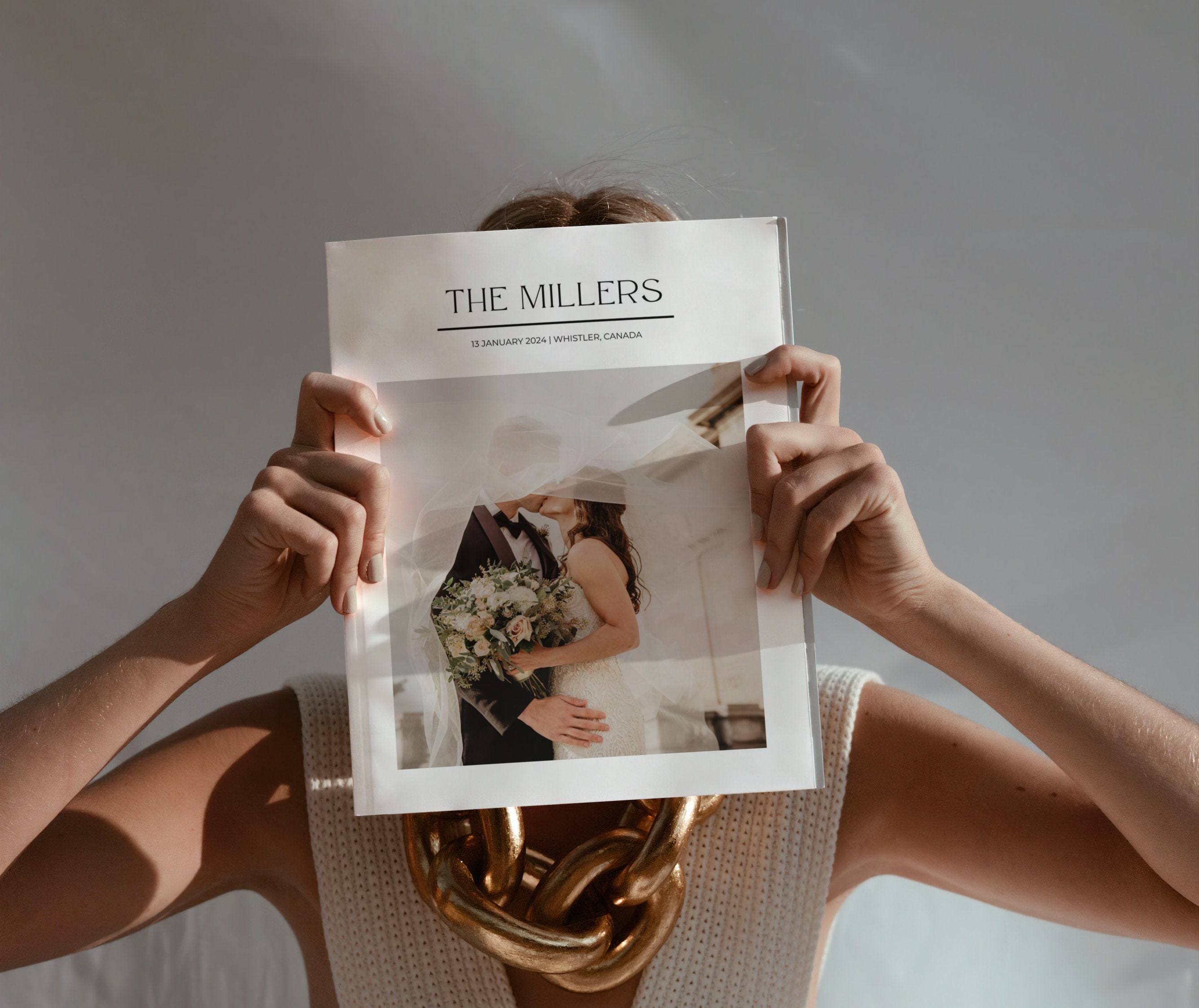 70 Page Wedding Magazine Photo Album Template, Couples Story Scrapbook ...