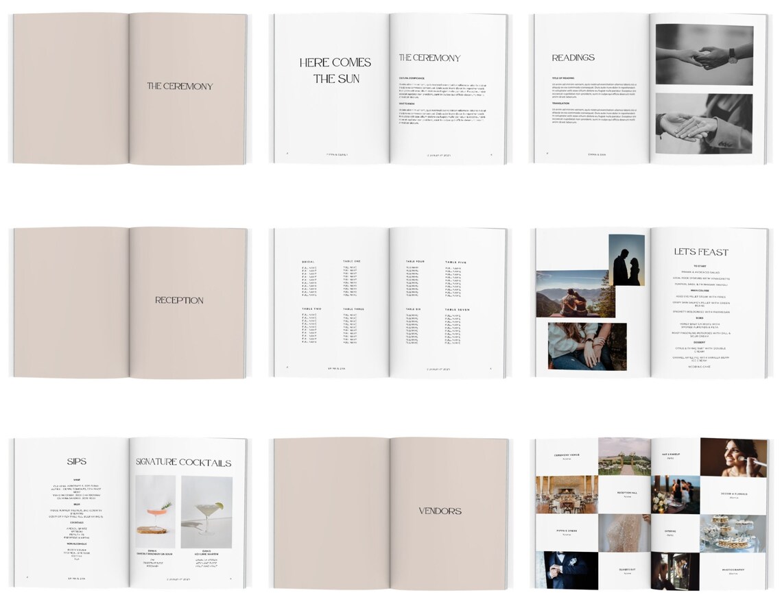 46 Page Wedding Day Program Magazine, Timeline, Seating Chart, Menu ...