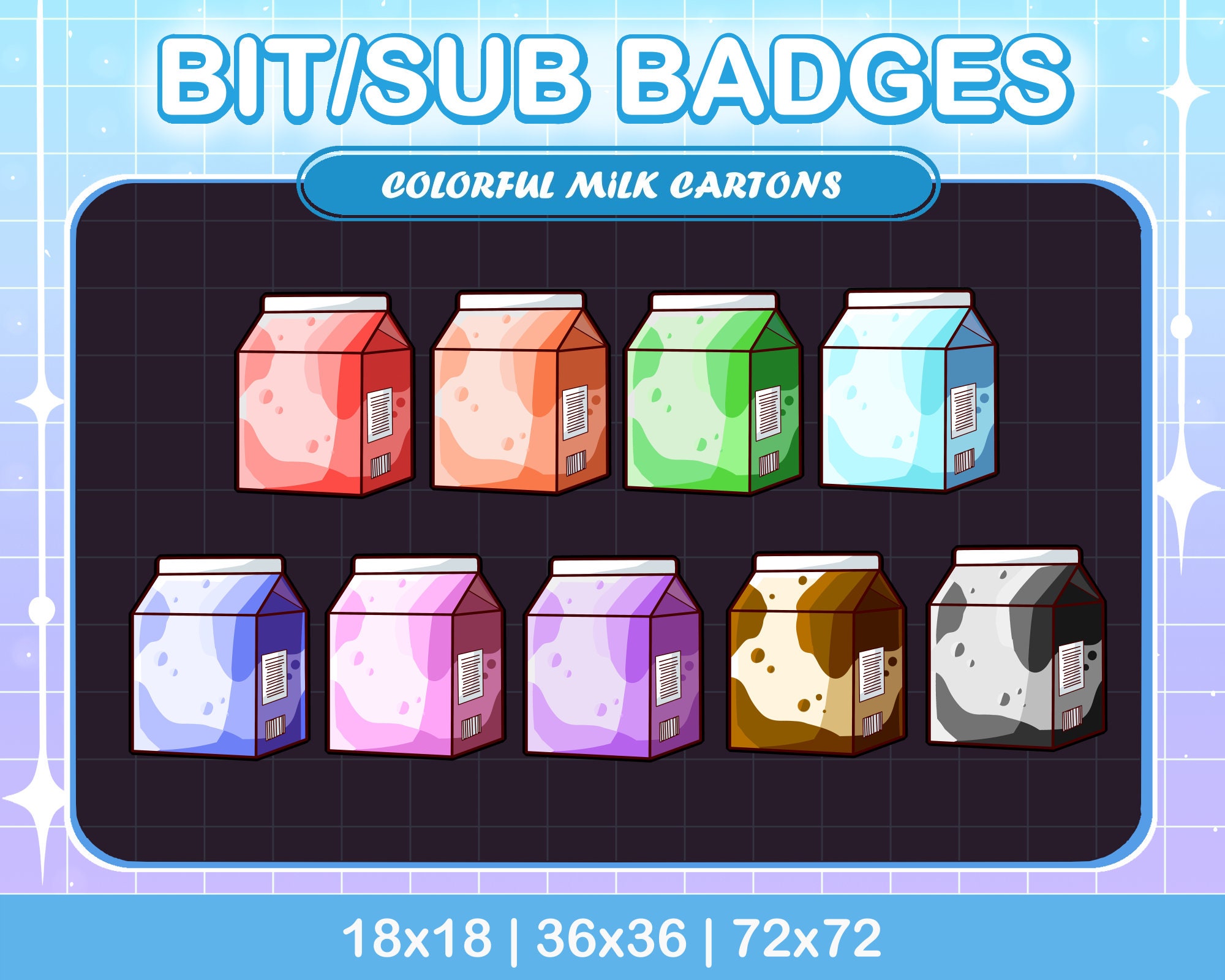 Twitch Sub Badge / Colorful Milk Carton Sub Badges for Twitch - Etsy