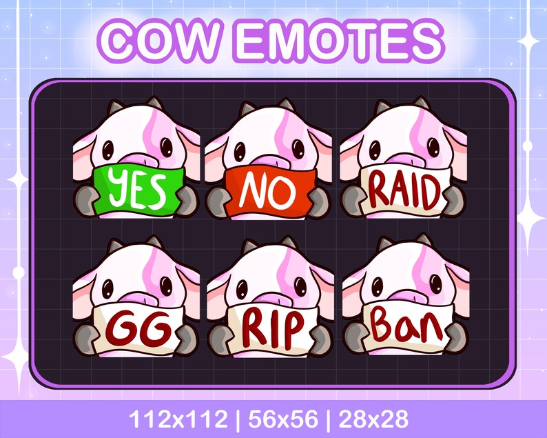 6 Kawaii Strawberry Cow Emote Signs for Twitch, Youtube, Discord - Etsy