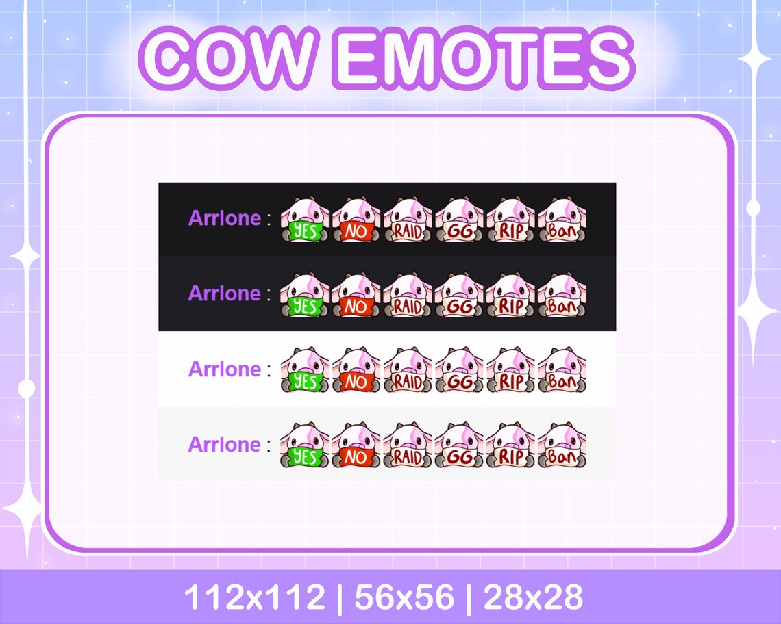 6 Kawaii Strawberry Cow Emote Signs for Twitch, Youtube, Discord - Etsy