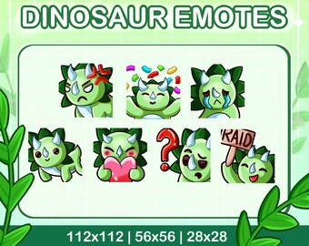 18x Animated Emotes Cute Dinosaur Emote Green Dinosaur Emote Dino Emote ...