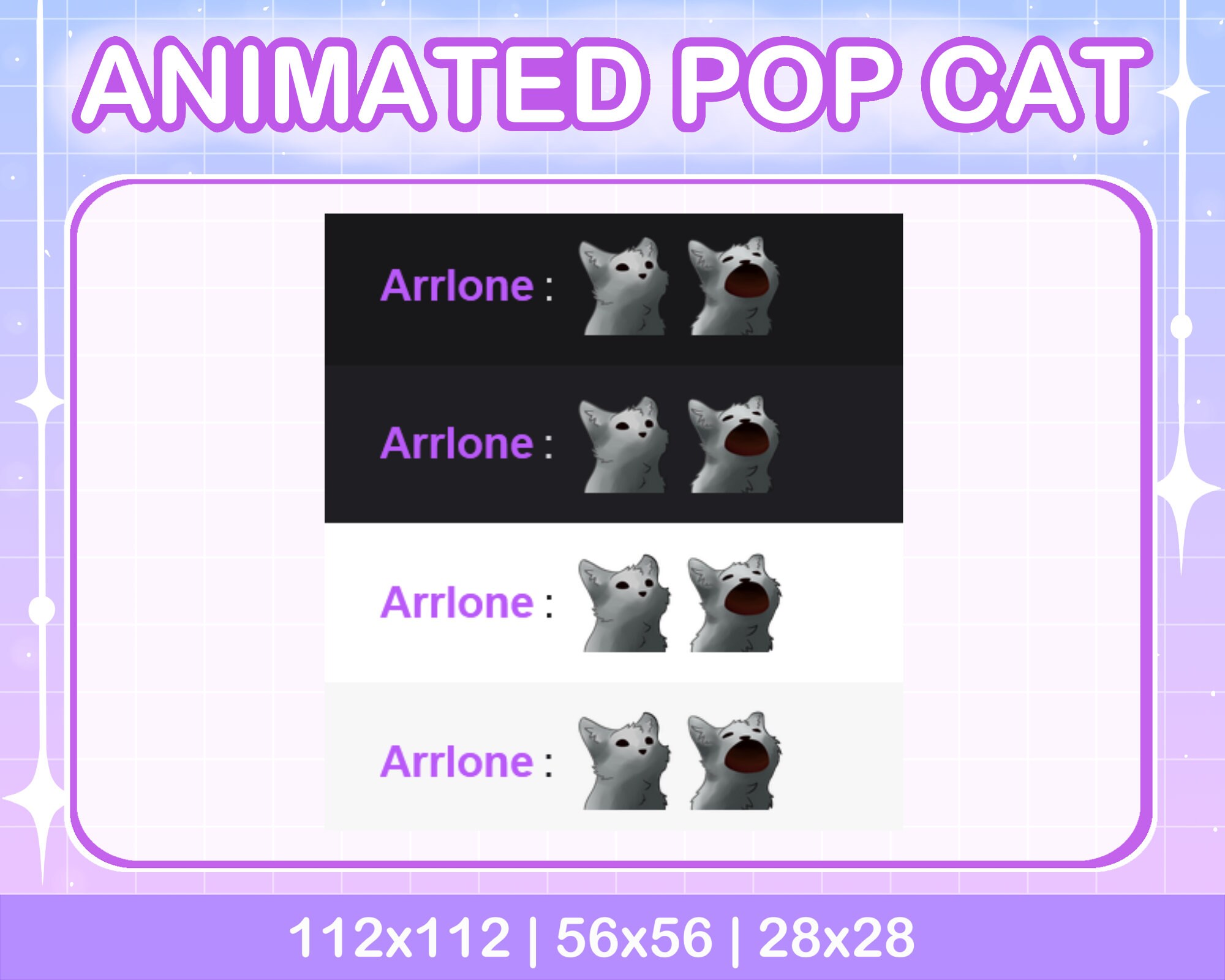Animated Twitch Emote / Kawaii Gray Pop Cat Emote for Streamers - Cat ...