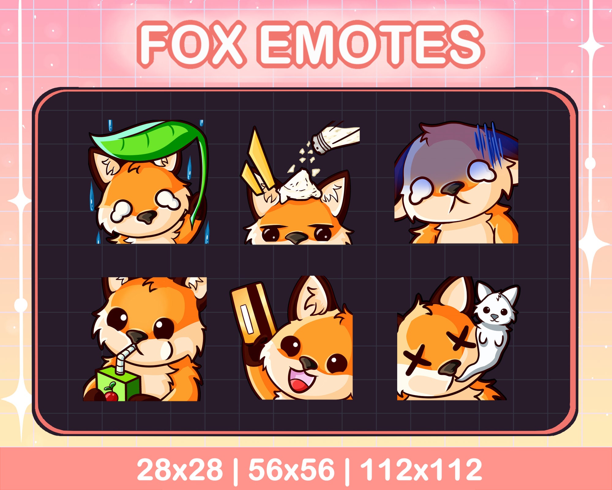 6 Kawaii Fox Emotes for Twitch, Discord, Youtube - Etsy Australia