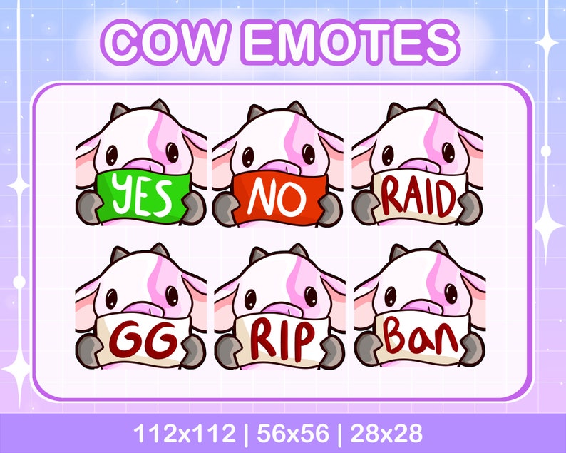 6 Kawaii Strawberry Cow Emote Signs for Twitch, Youtube, Discord - Etsy