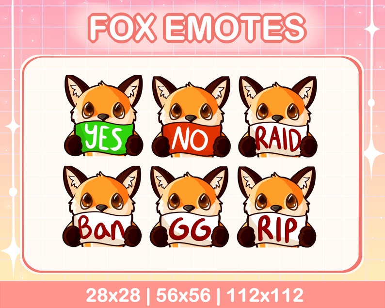 6 Kawaii Fox Emote Signs for Twitch, Youtube, Discord - Etsy Australia