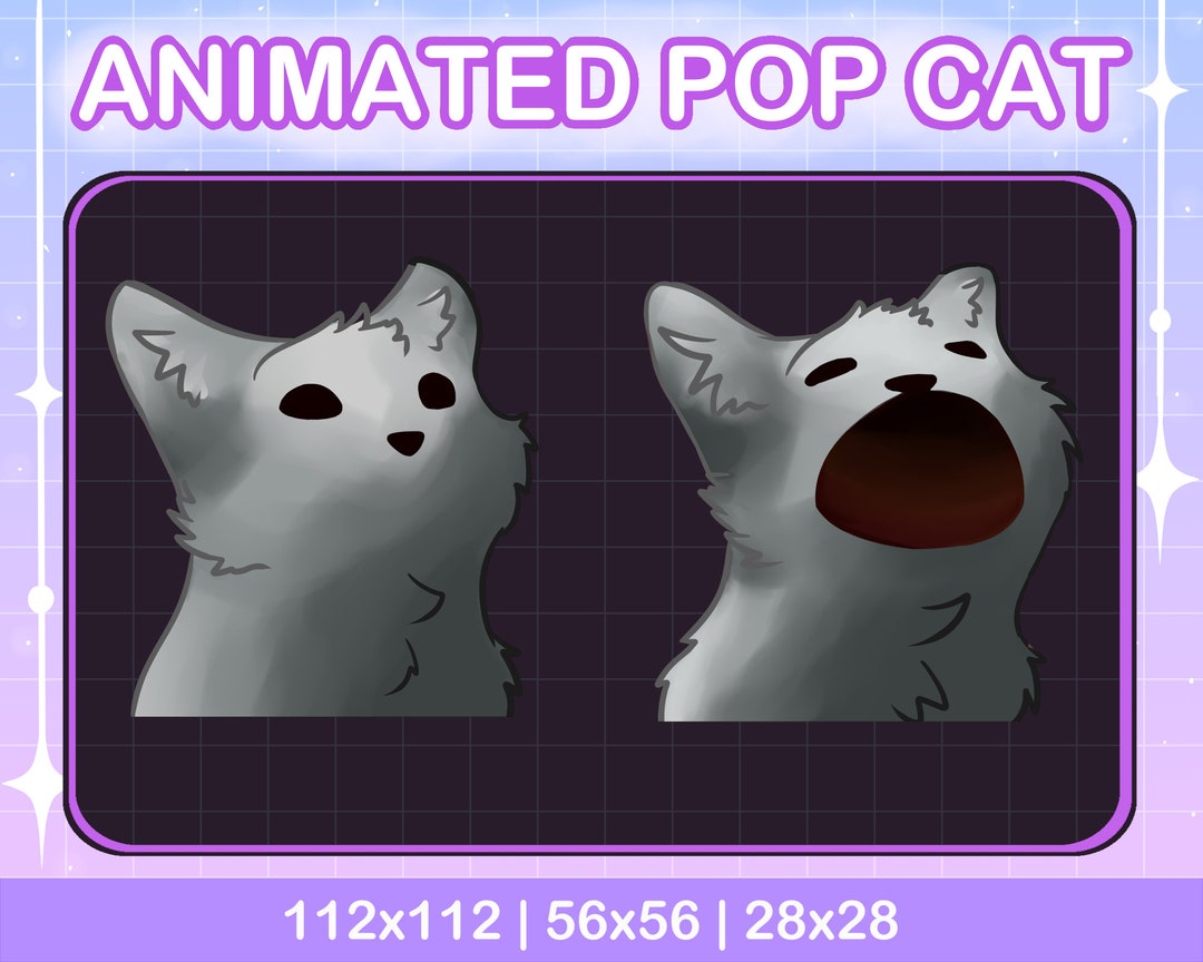 Animated Twitch Emote / Kawaii Gray Pop Cat Emote for Streamers - Cat ...