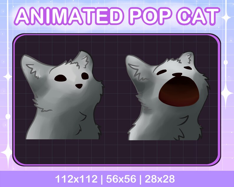 Animated Twitch Emote / Kawaii Gray Pop Cat Emote for Streamers - Cat ...