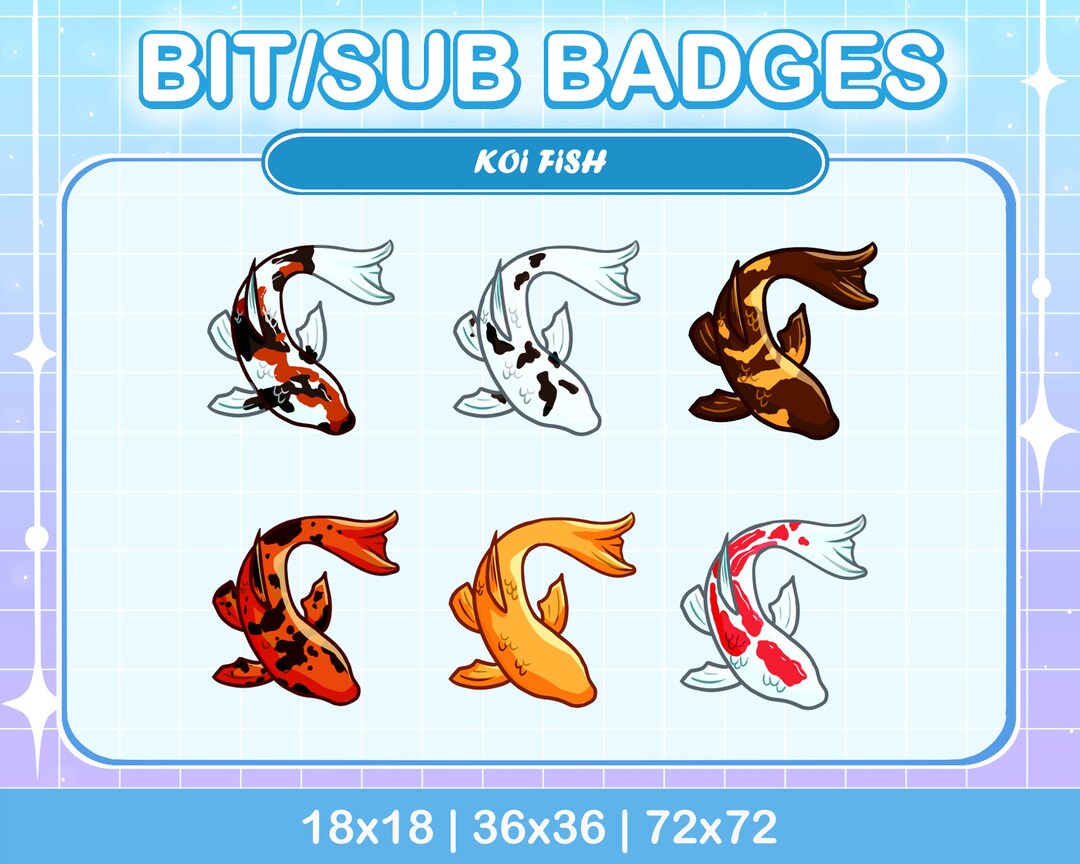 6 Colorful Koi Fish Pet Sub Badges for Twitch, Youtube, Discord - Etsy
