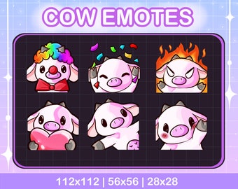 Cute Kawaii Strawberry Cow Bundle Twitch, Youtube, Discord Emotes, Cute ...