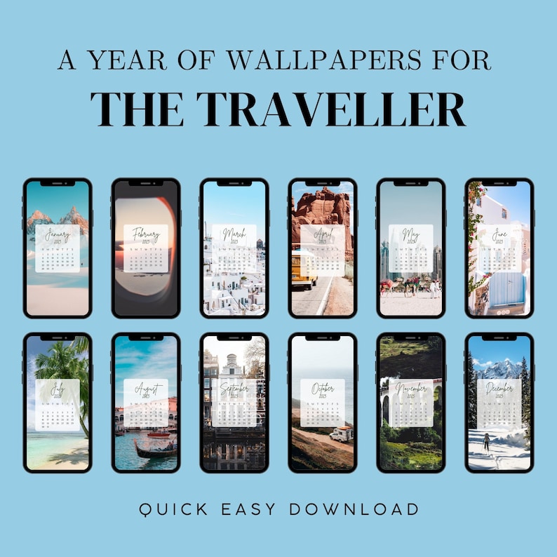 Iphone Calendar 2023 Wallpaper TRAVEL PACK Iphone - Etsy