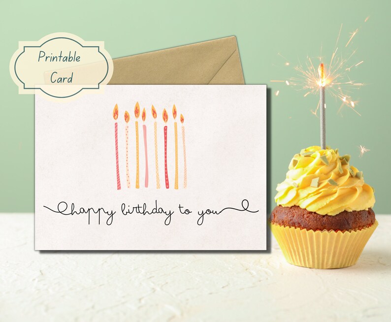 Minimalist Happy Birthday Printable Card - Instant Download! - Etsy