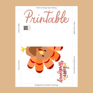 Happy Thanksgiving Turkey Printable 5x7 Card and A7 Envelope Template ...