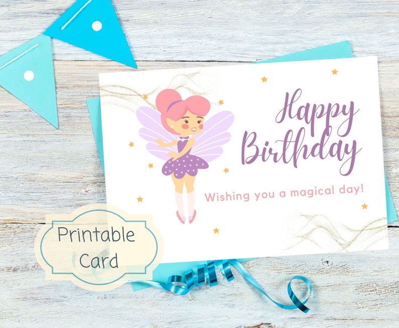 Magical Fairy Princess Birthday Card Cute Printable Birthday - Etsy