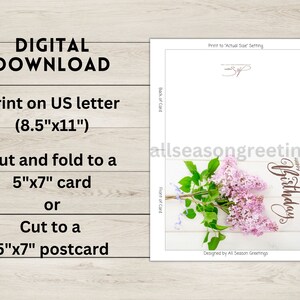 Happy Birthday Spring Pink Flowers Printable Greeting Card - Etsy