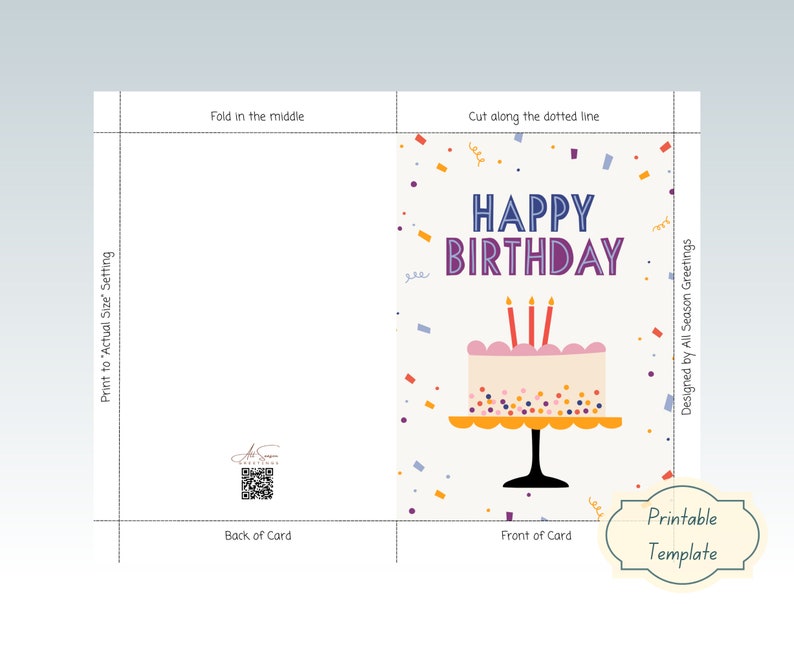 Colorful Celebration Birthday Card - Printable 5x7 Birthday Card and ...