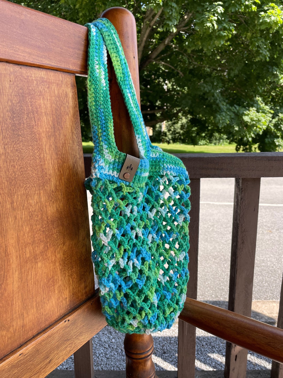 Round Bottom Market Bag: Handmade Crocheted Cotton, Beach Gym Bag - Etsy