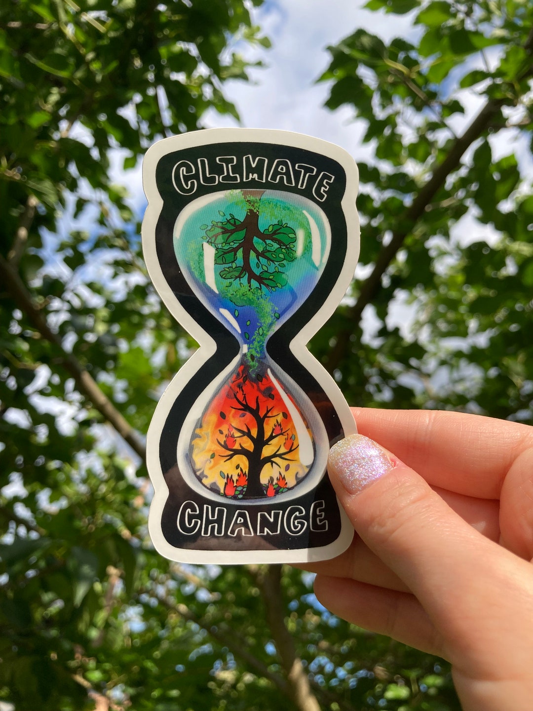 Climate Change Forest Fire Sticker - Hourglass Sticker - Forest Fires ...