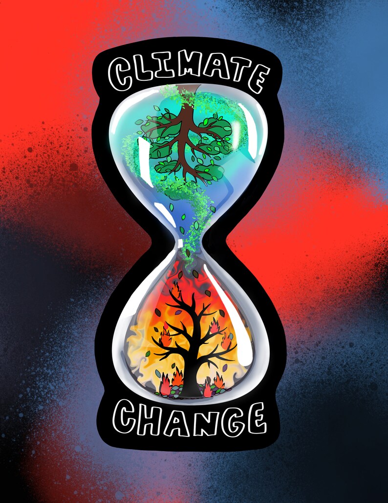 Climate Change Forest Fire Sticker Hourglass Sticker Forest Fires ...