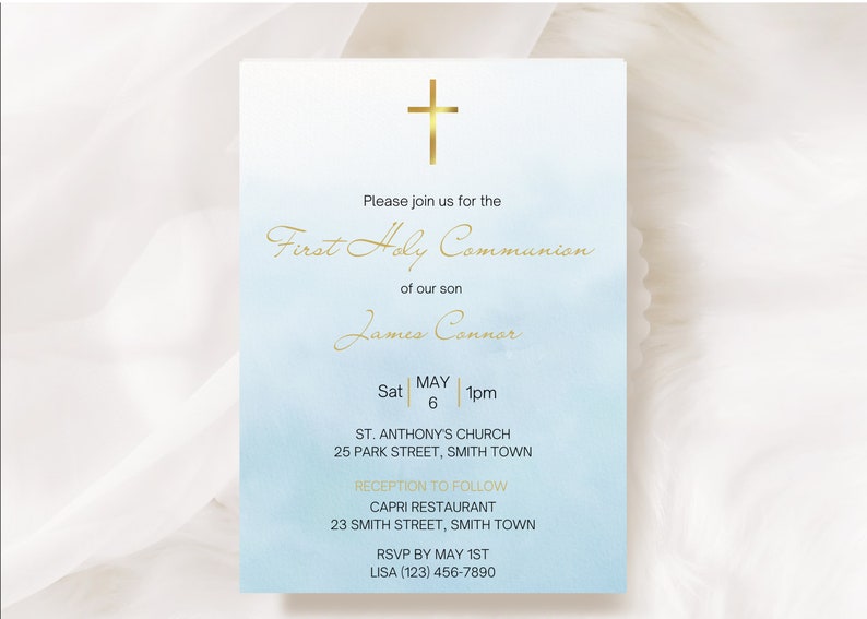 Boys First Holy Communion, First Communion Invitation, Holy Communion ...