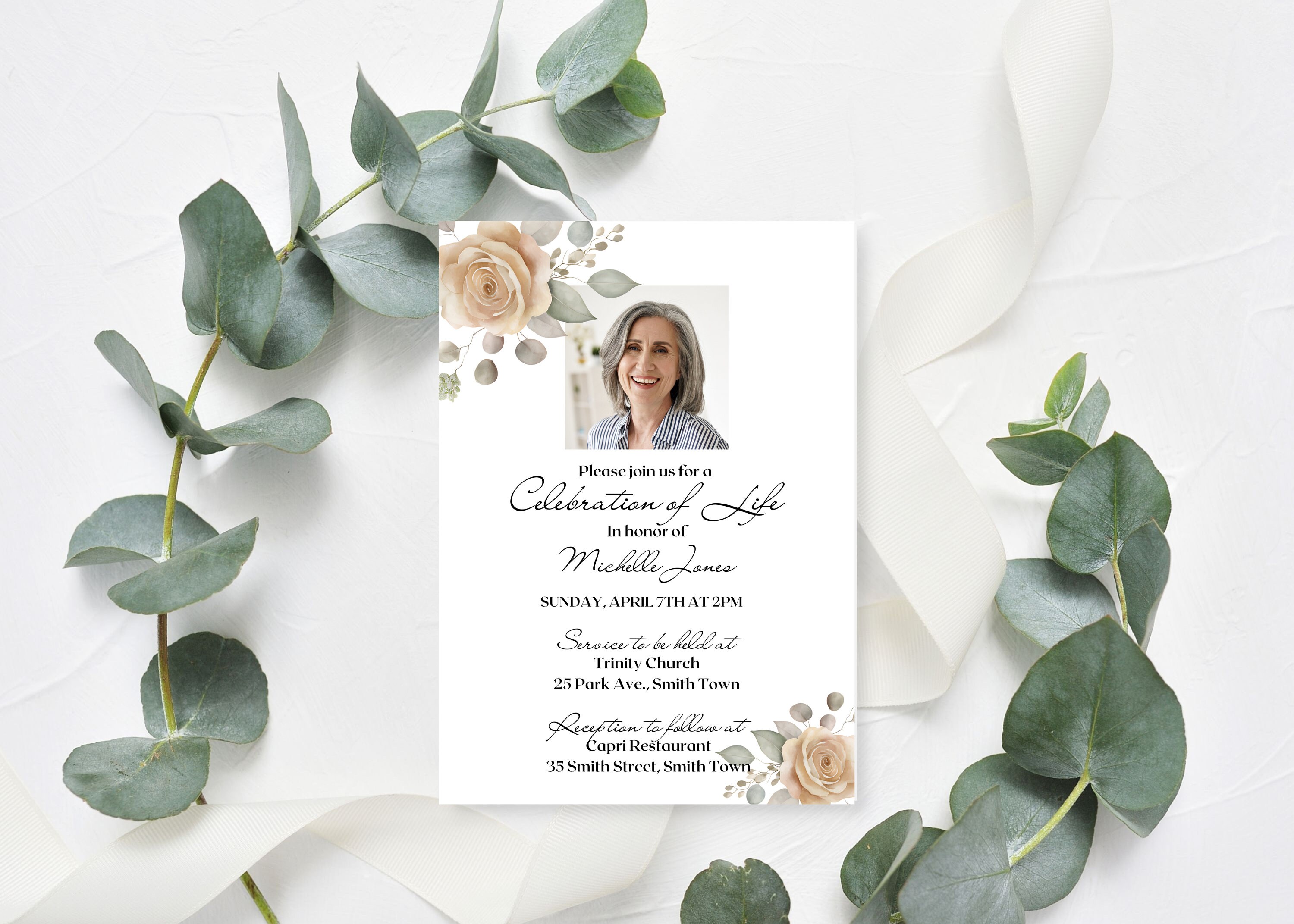 Editable Celebration of Life Invitation, Memorial Service for Loved One ...