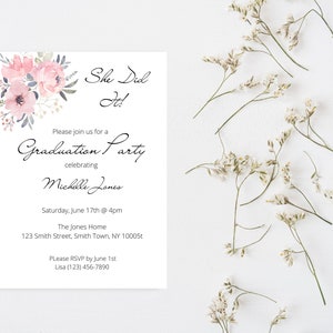 Graduation Invitation 2023, Graduation 2023, She Did It Graduate Invite ...