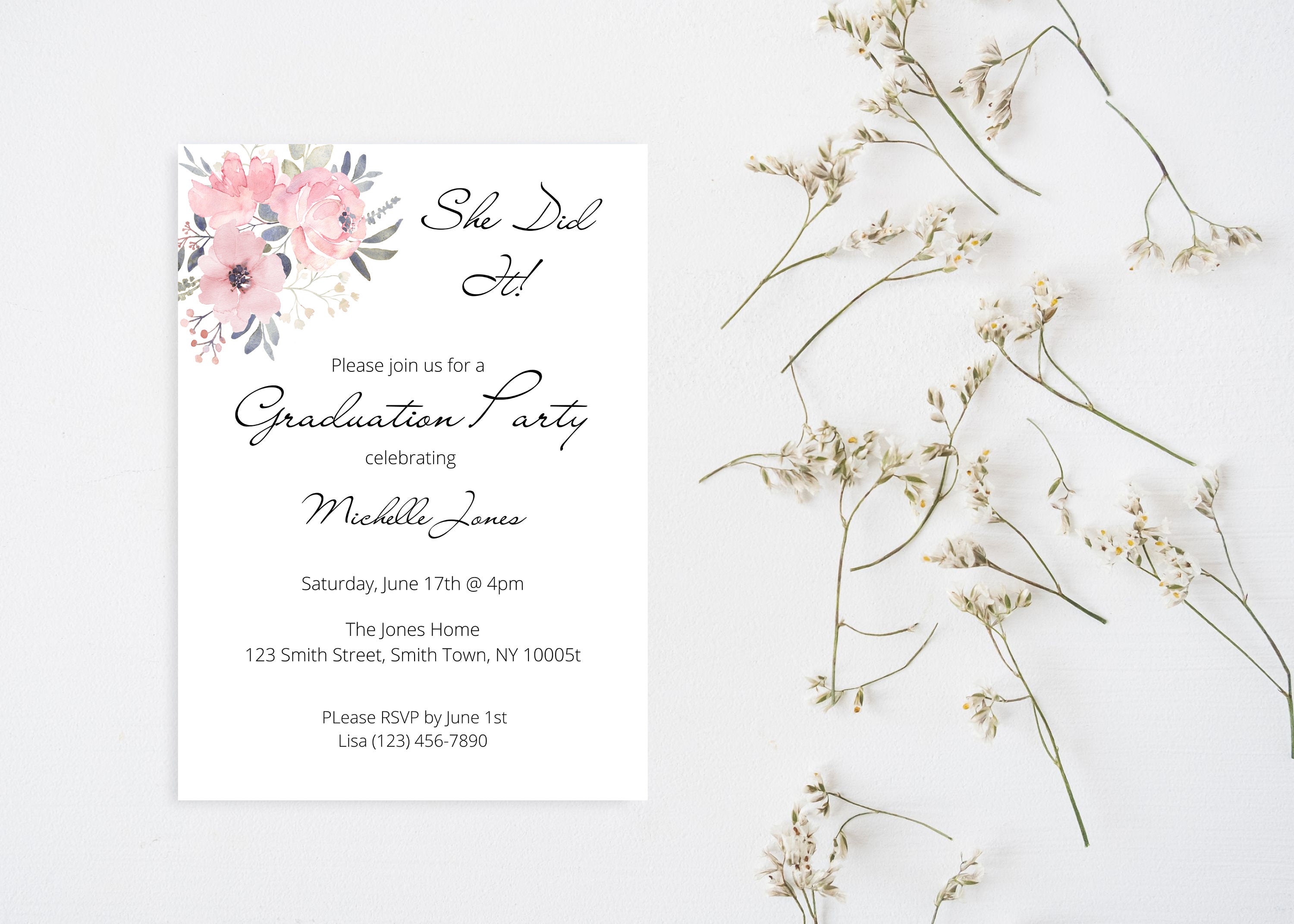 Graduation Invitation 2023, Graduation 2023, She Did It Graduate Invite ...