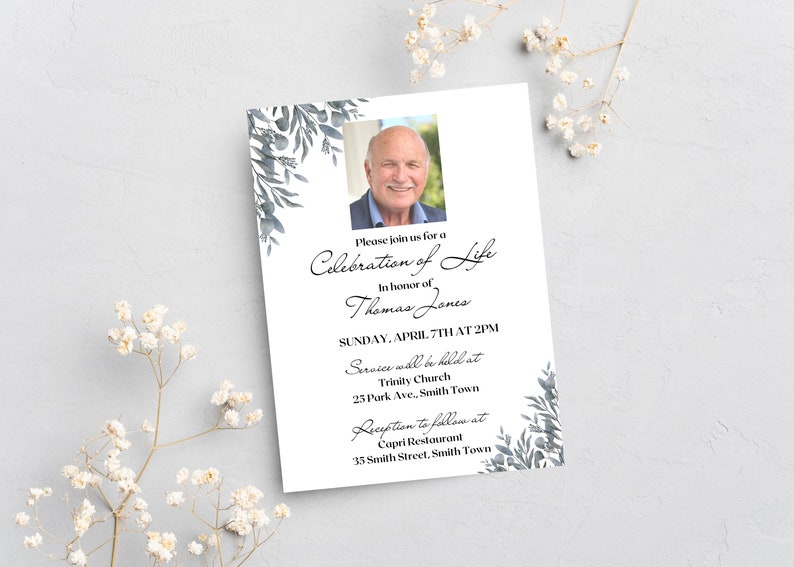 Editable Celebration of Life Invitation, Memorial Service for Loved One ...