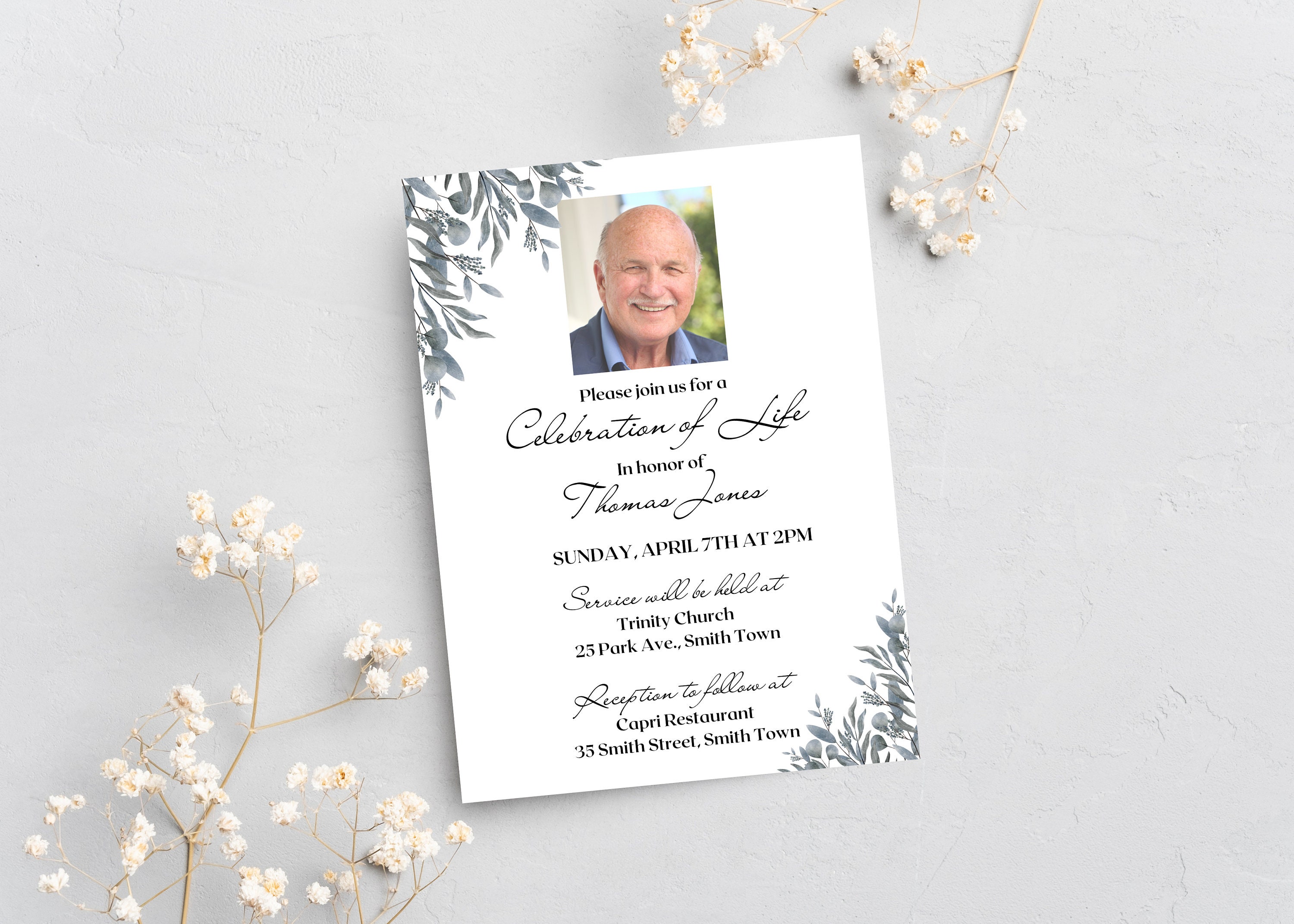 Editable Celebration of Life Invitation, Memorial Service for Loved One ...