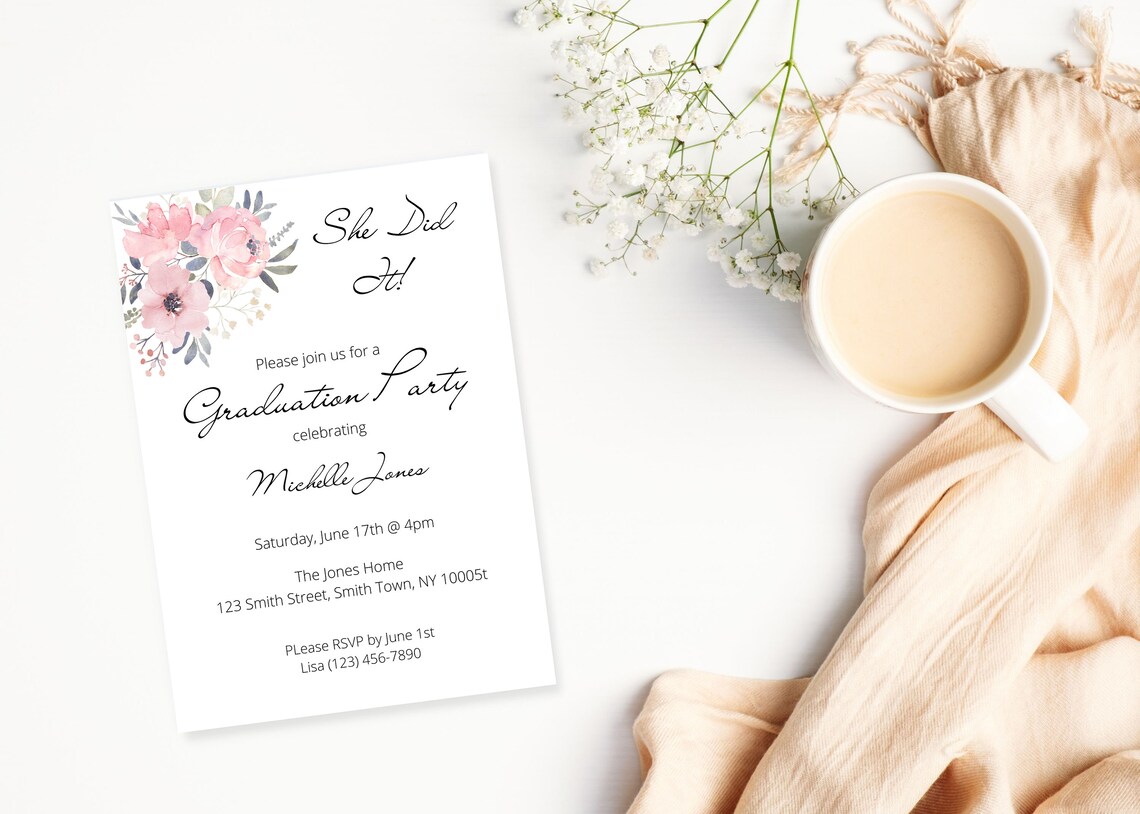 Graduation Invitation 2023, Graduation 2023, She Did It Graduate Invite ...