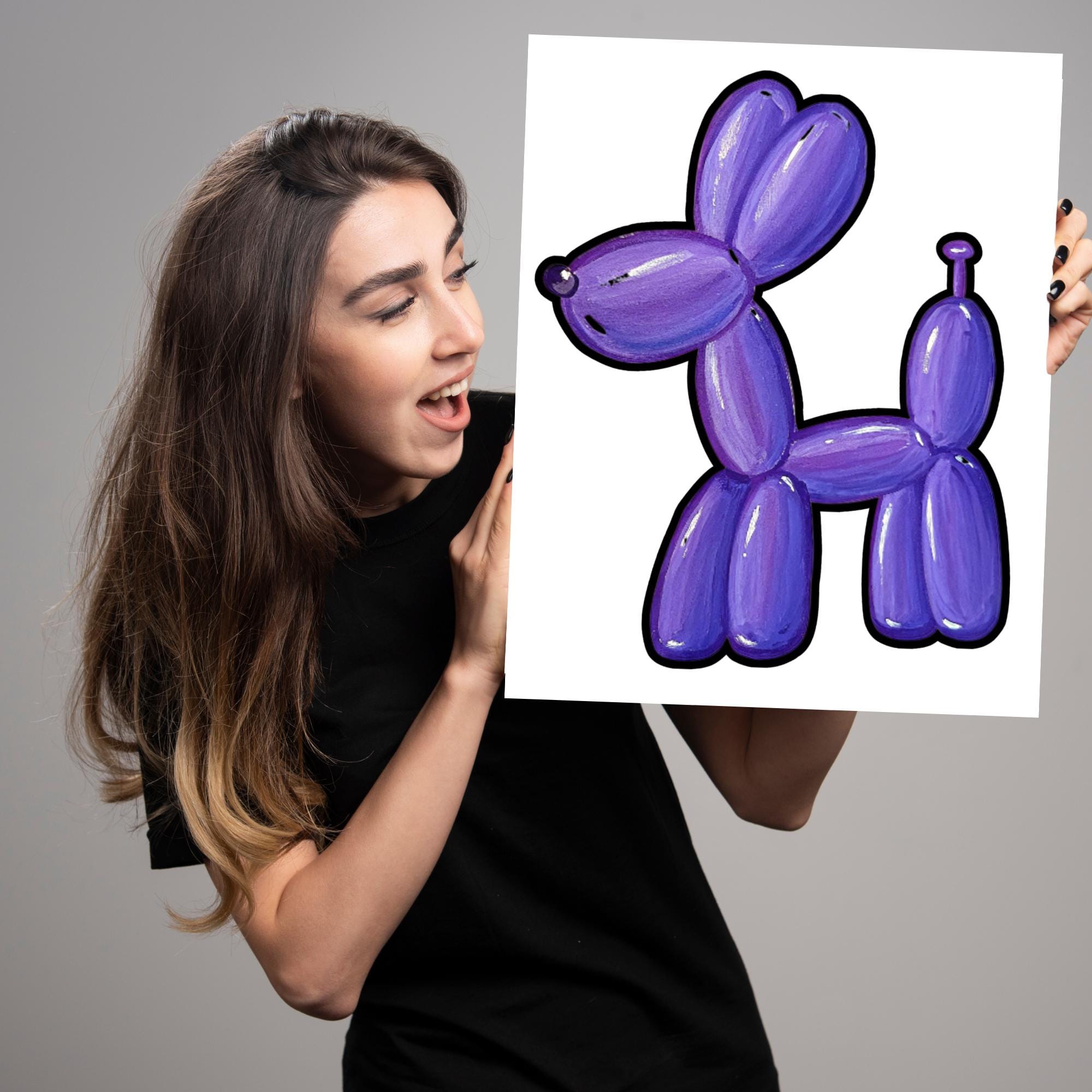 Birthday Balloon Dog Painting Tracer - Digital Paint Party PNG, DIY Fun ...