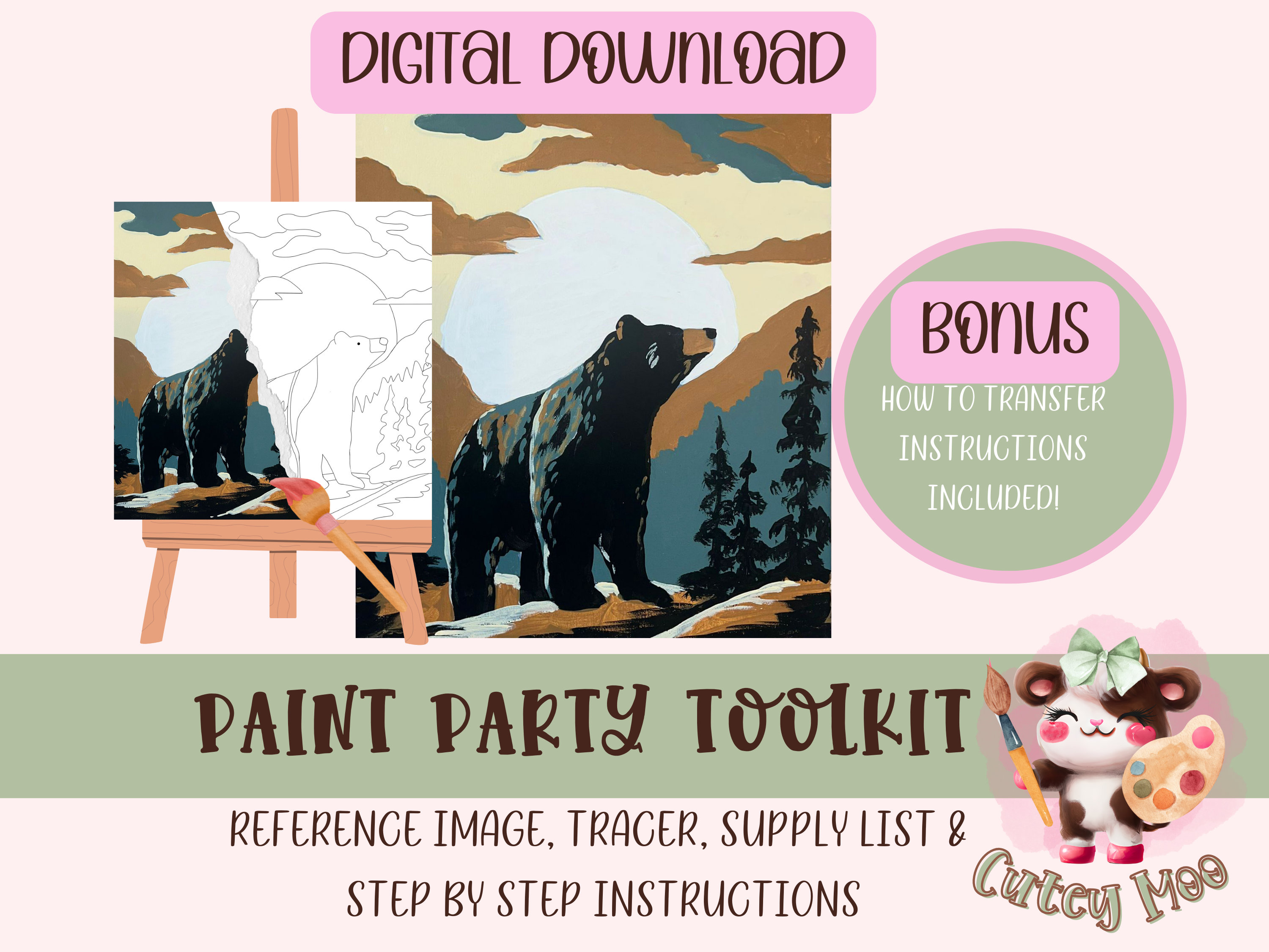 DIY Paint Party Printable for Adults Diy Canvas Paint Kit Instant ...
