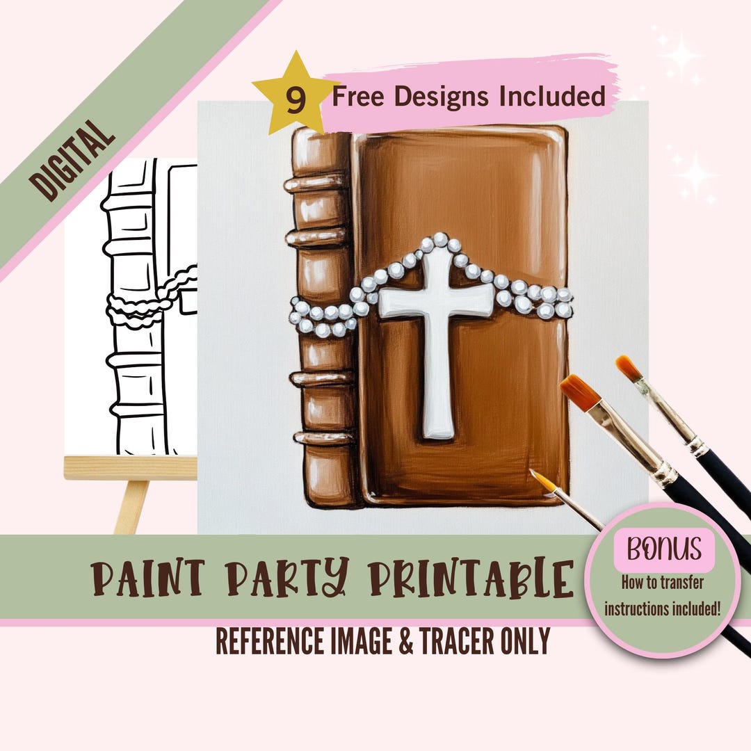 Christian Painting, Holy Bible Sip and Paint Downloadable Stencil Art ...