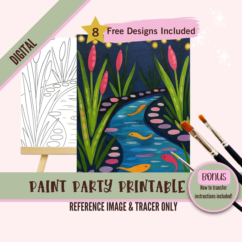 Koi Pond Painting - Etsy