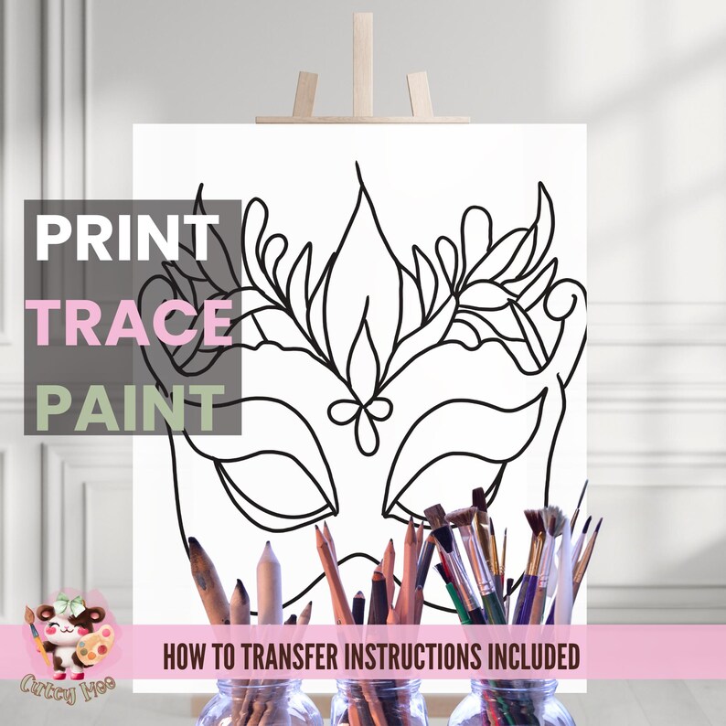 Mardi Gras Mask Paint Party Template, DIY Painting Kit, Digital Art ...