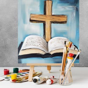 Sip and Paint Canvas Christian, Pre Drawn Inspirational Template for ...