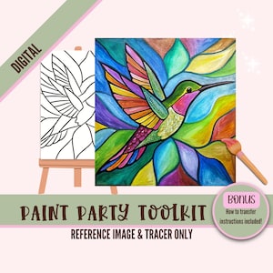 Stained Glass Hummingbird Digital Paint Party Printable | DIY Bird ...