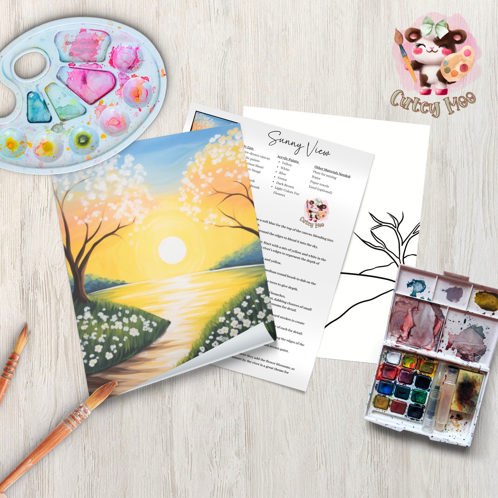 Diy Adult Paint Party Printable Images Kit, Sip and Paint Predrawn Png ...