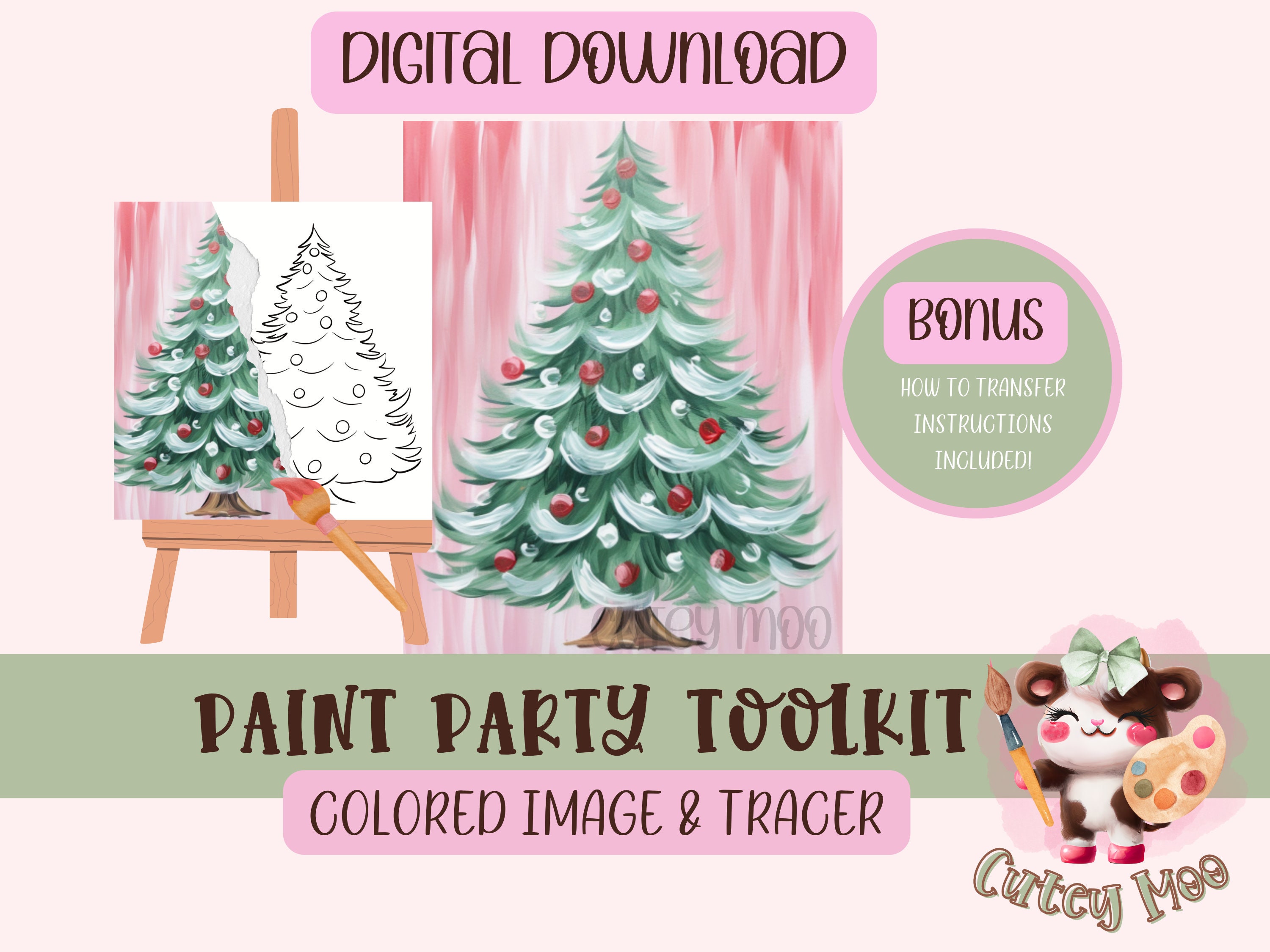 Christmas Tree Diy Paint Party, Adult Painting, Winter Paint Kit, Art ...