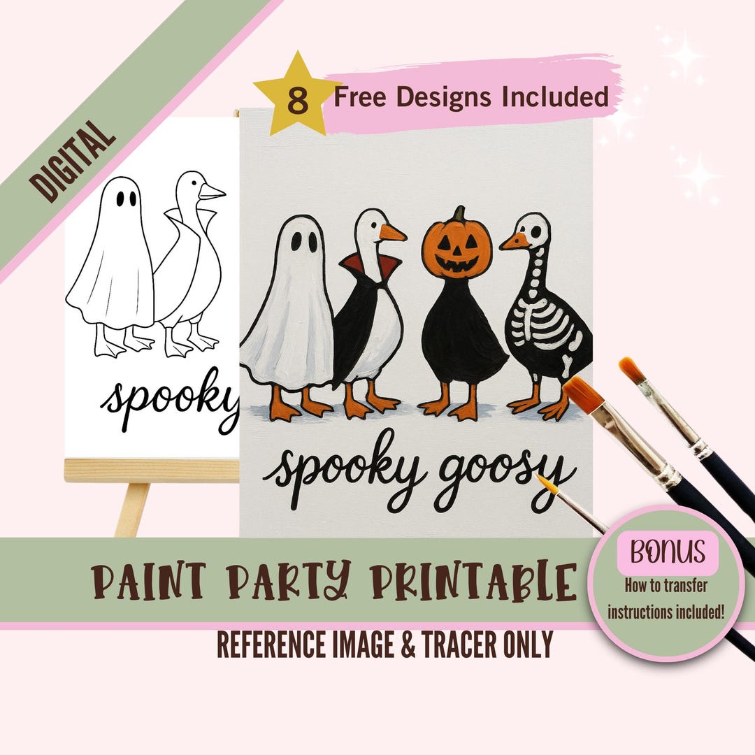 Spooky Goosy Halloween Paint Party Design Reference Image & Tracer ...