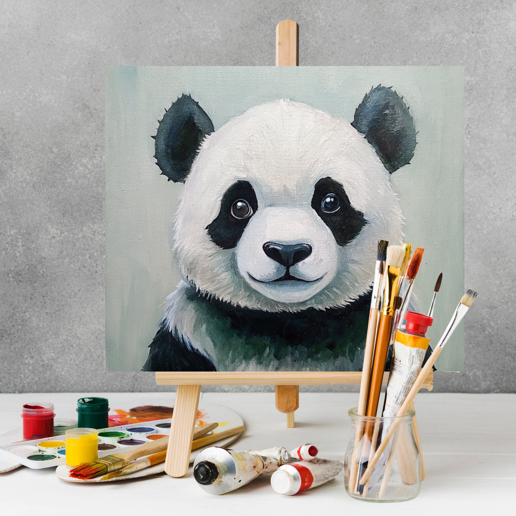 Panda Paint Party Kit Pre-drawn Canvas, Paint and Sip for Adults and ...