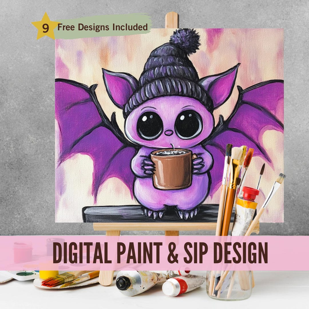 Cute Summerween Sip and Paint Downloadable Stencil Art, DIY Acrylic ...