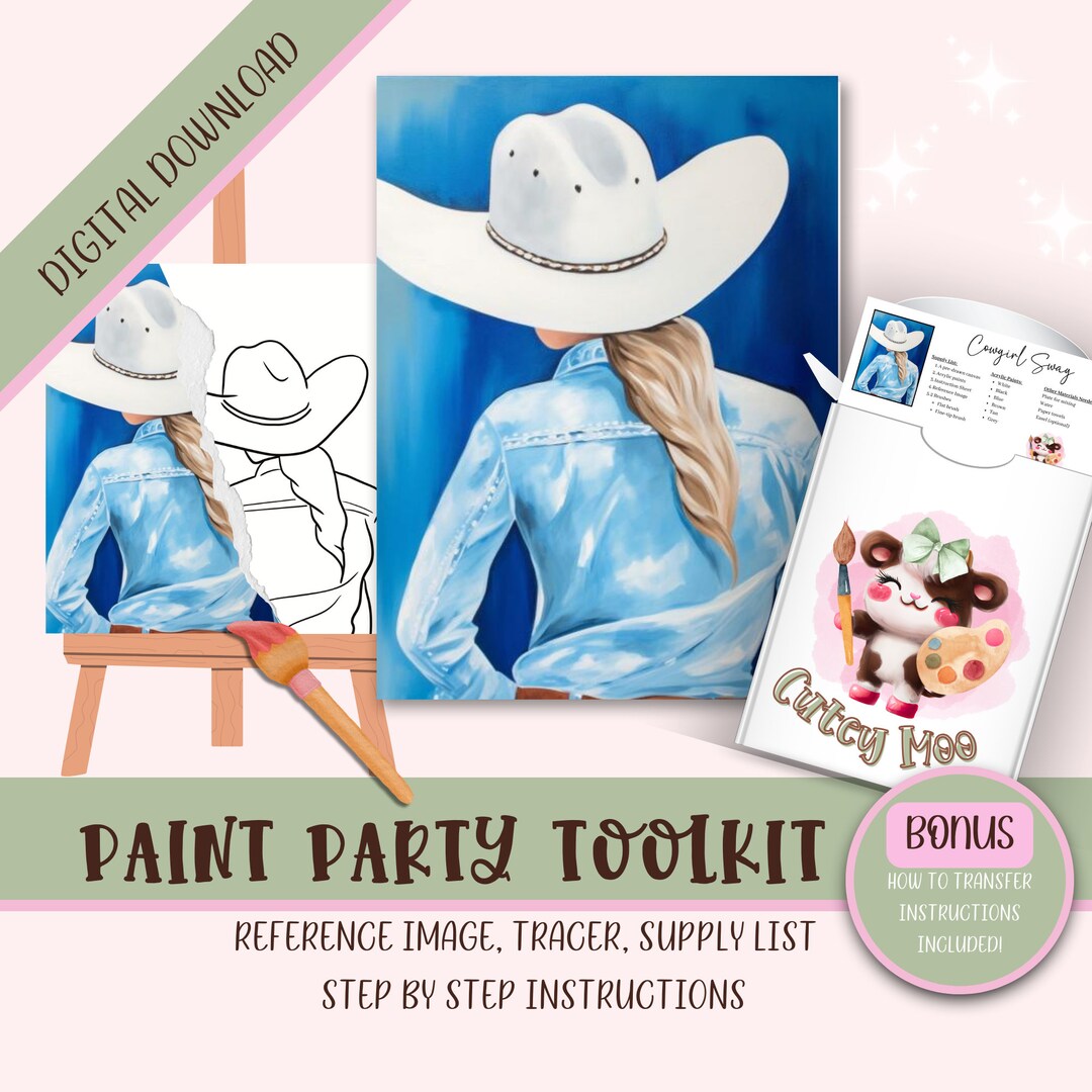 Adult DIY Paint Party Printable, Pre Drawn Outline Canvas, Ladies Night ...