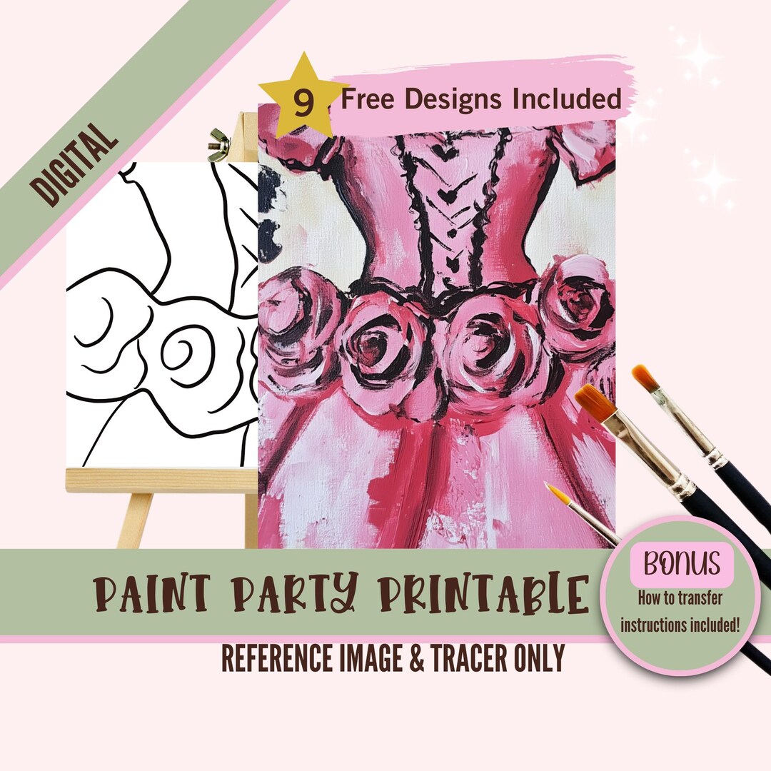Rococo Dress Painting Template, Elegant Gown Sip and Paint, DIY Art ...