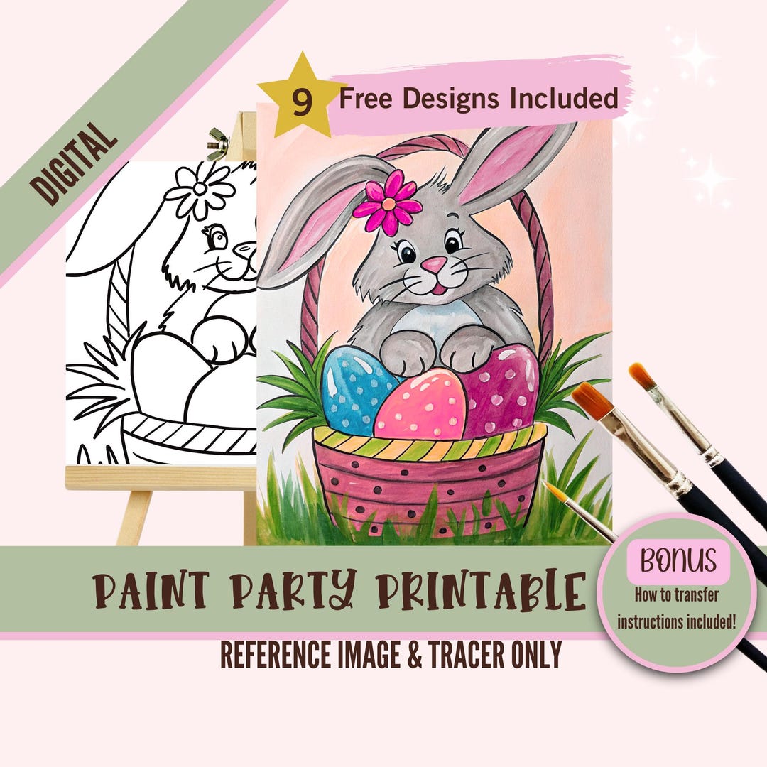 Easter Bunny Paint Party Printable, DIY Rabbit Painting Template ...