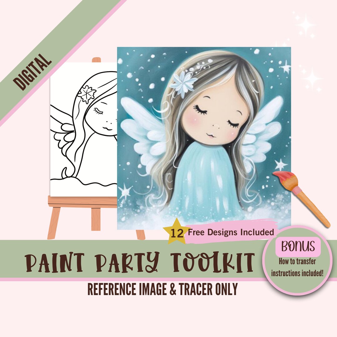 Angel Paint Party Printable - Digital Painting Kit for Kids & Adults ...